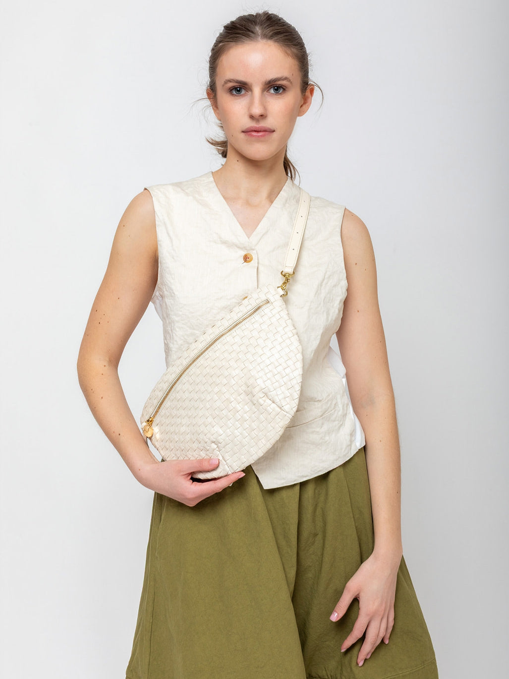 Clare V. | Grande Fanny - Woven Checker - Cream | Verdalina